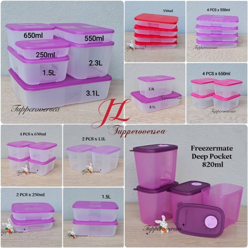 Tupperware Freezermate Medium lll 2.3L / Large ll 3.1L / Medium ll 1.5L / 1.1L / Small ll 650ml ...