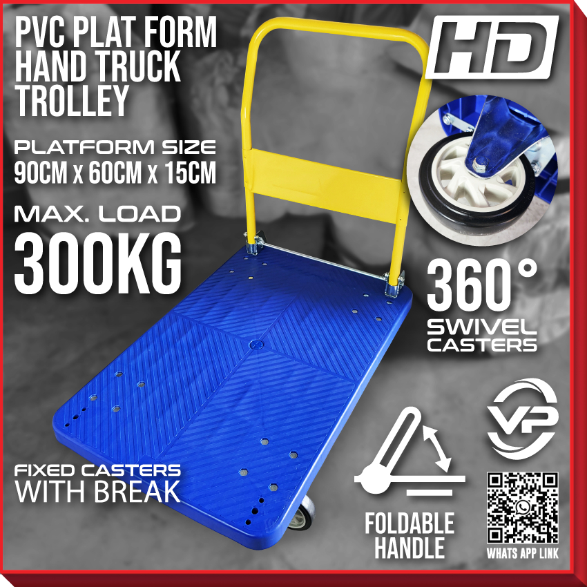 COMMERCIAL HEAVY DUTY FOLDABLE PVC PLAT FORM HAND TRUCK TROLLEY WITH ...