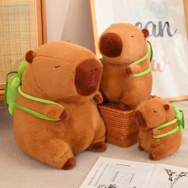Capybara Doll Plush Toy with Turtle Carry Bag Guinea Pig Cuddly ...