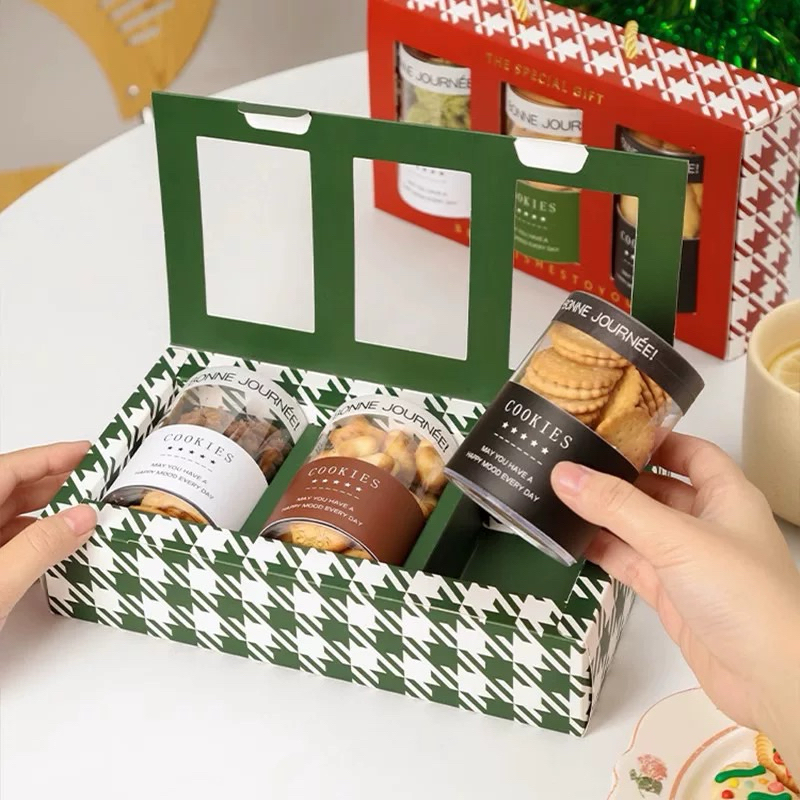 Hari Raya Green Box Paper Cookies Box Kotak Raya Packaging Three Jar ...