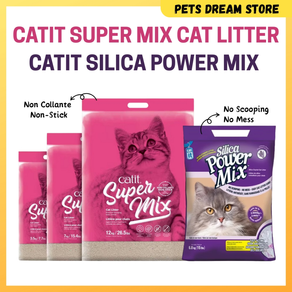 Catit Super Mix Cat Litter Less Dust Bentonite Cat Litter Silica Power ...