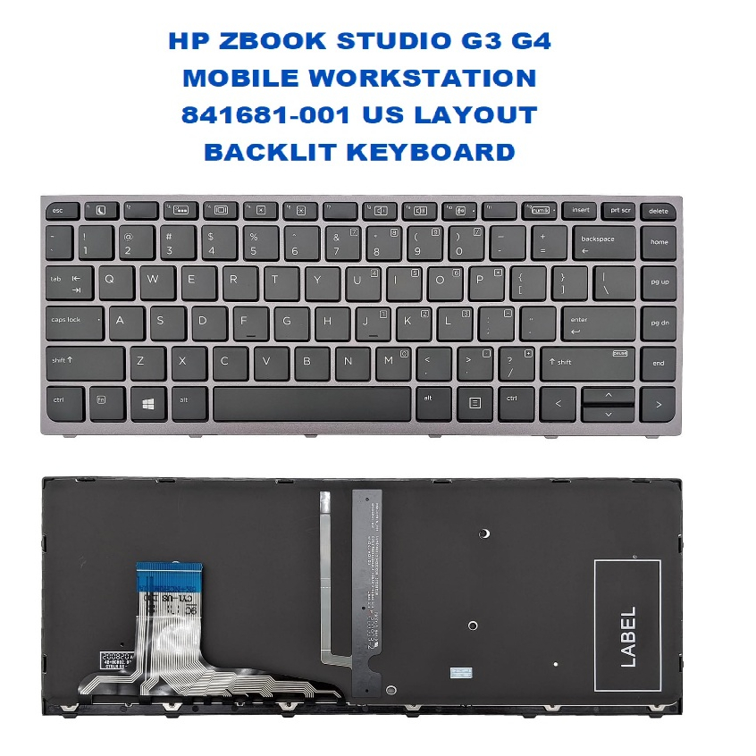HP ZBOOK STUDIO G3 G4 MOBILE WORKSTATION 841681-001 US LAYOUT BACKLIT ...