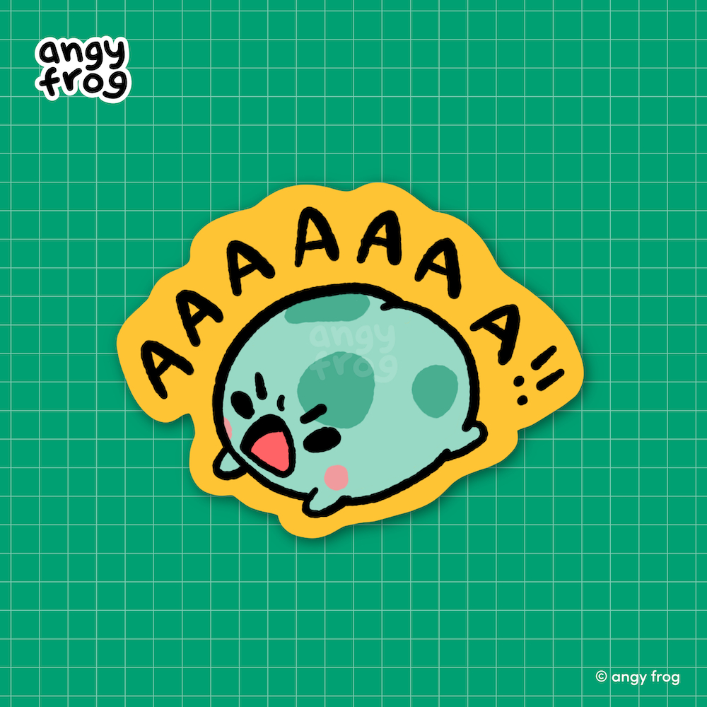 Angy Frog screaming frog sticker (6cm) | Shopee Philippines