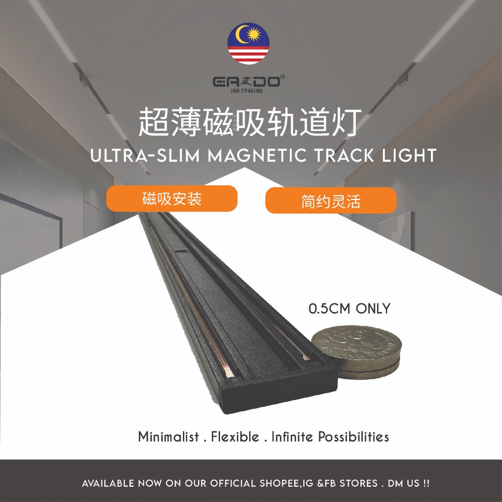 LED Magnetic Track Light Bar 1m easy to install Tracklight Rail ...
