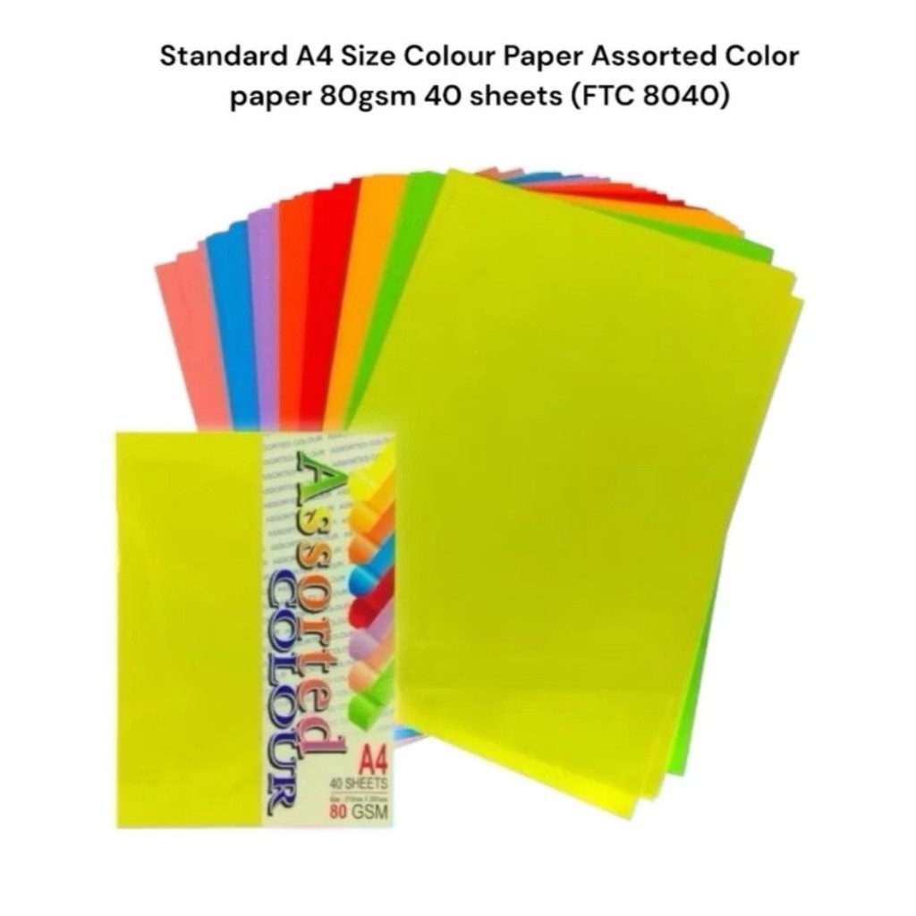 Standard A4 Size Colour Paper Assorted Color paper 80gsm 40 sheets ...