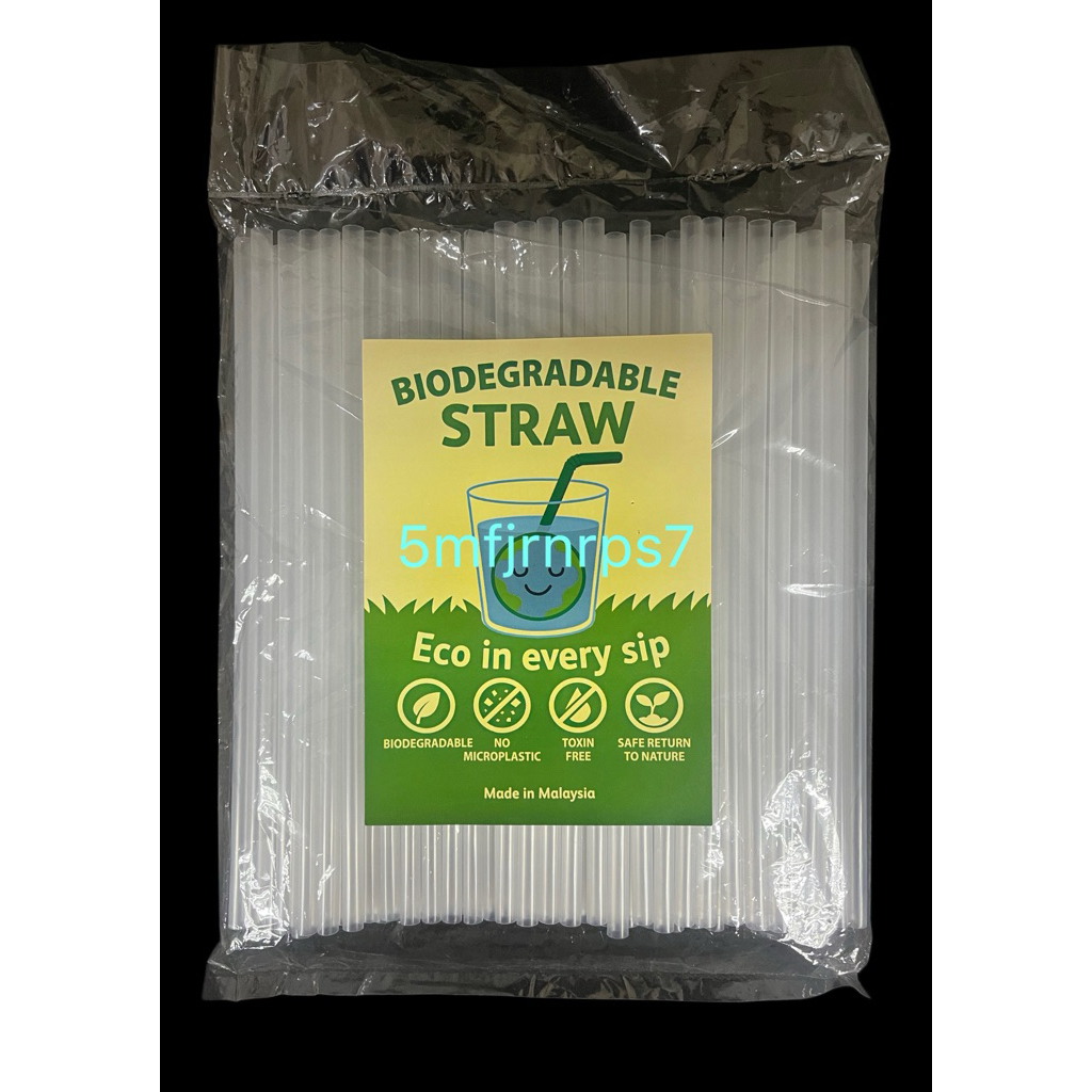 Biodegradasi Straw / Biodegradable Straw / 8” Straight Straw (100pcs ...