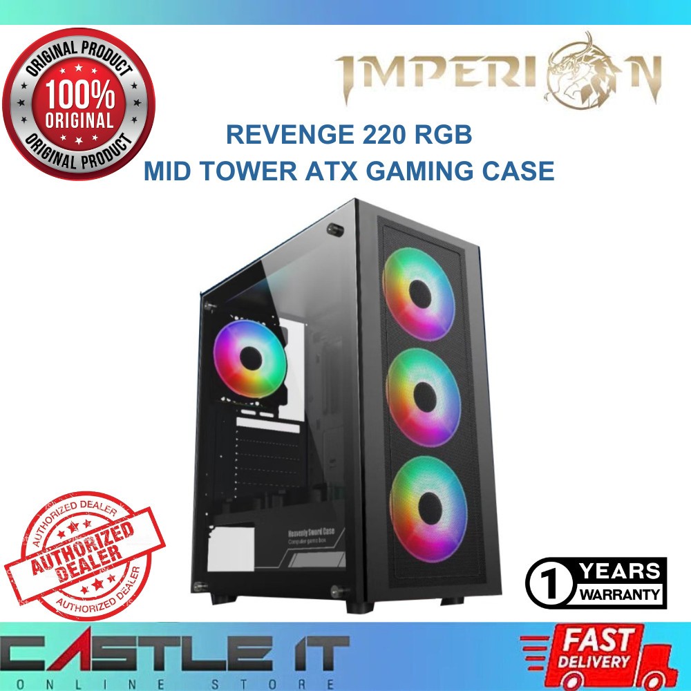 Imperion Revenge 220 RGB ATX Gaming Casing Mid Tower Tempered Glass ...
