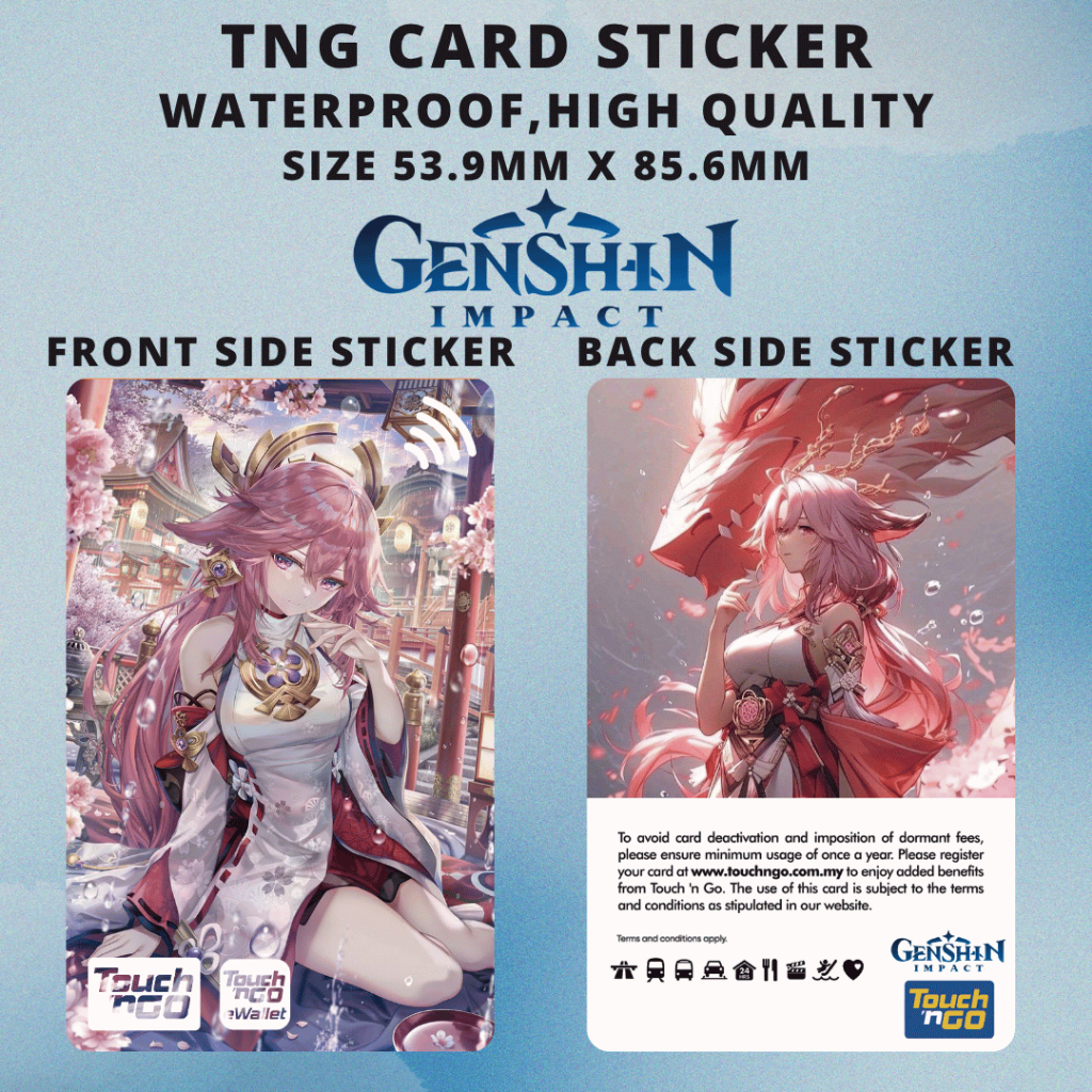 Genshin Impact Yae Miko - Card Sticker/Touch n Go Card Sticker Cover ...