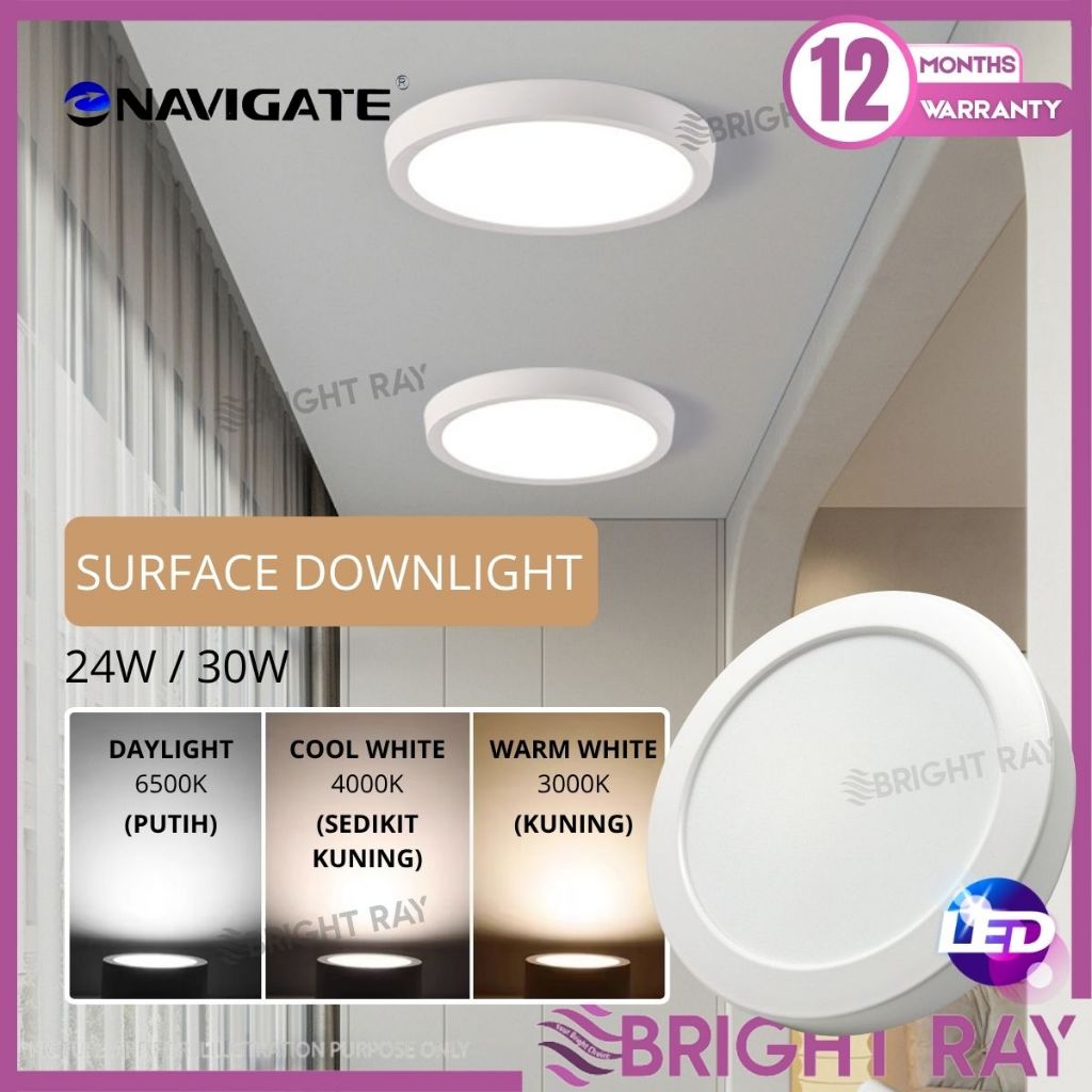 NAVIGATE 24W / 30W Surface Downlight Lampu Siling Ruang Tamu Ceiling ...