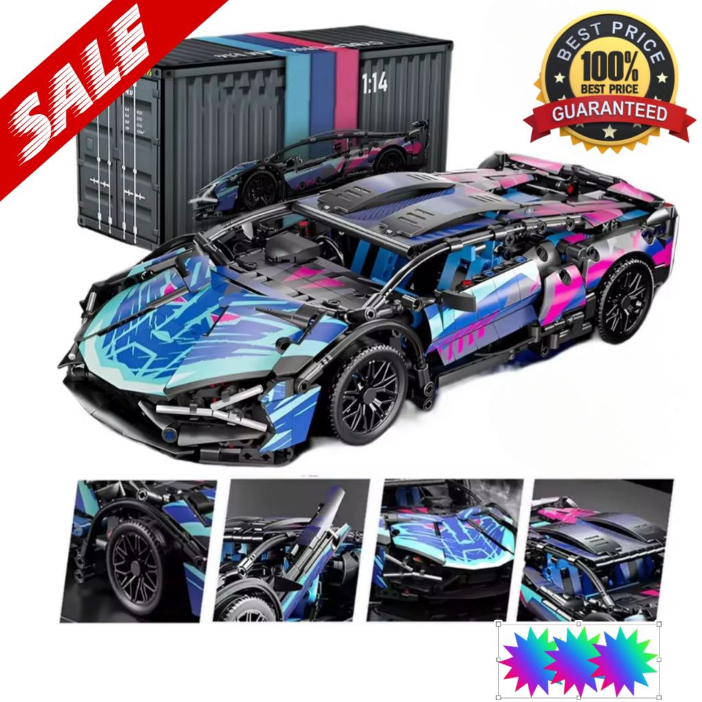 1314PCS Super Sport Cyberpunk Racing Car Building Blocks Small Particle ...