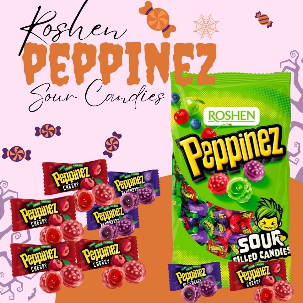 ROSHEN Peppinezz Gula Masam – Candy Mix Flavour Cherry Apple Blueberry ...