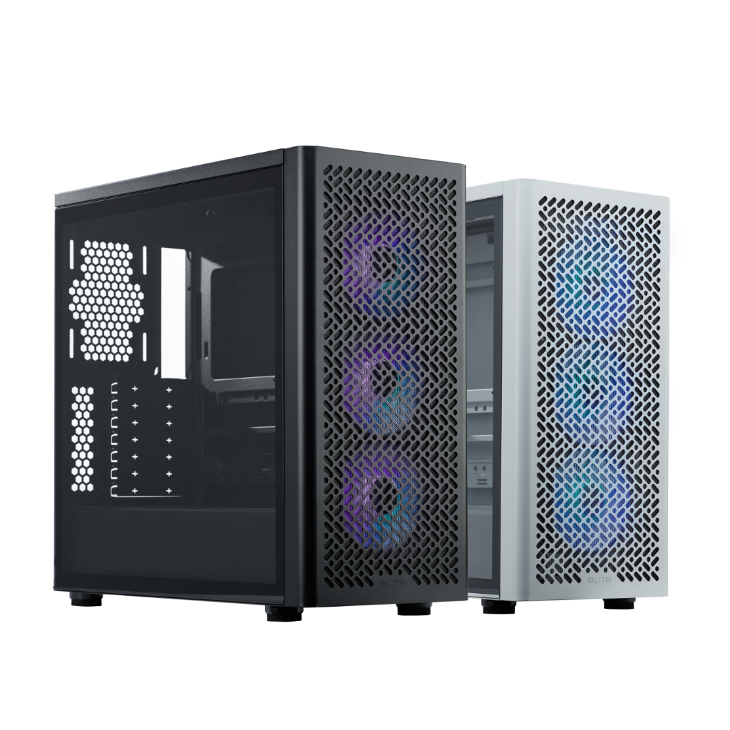 Cooler Master Elite 502 Mid Tower T.G ATX PC Case - WITH 3 ARGB FANS ...