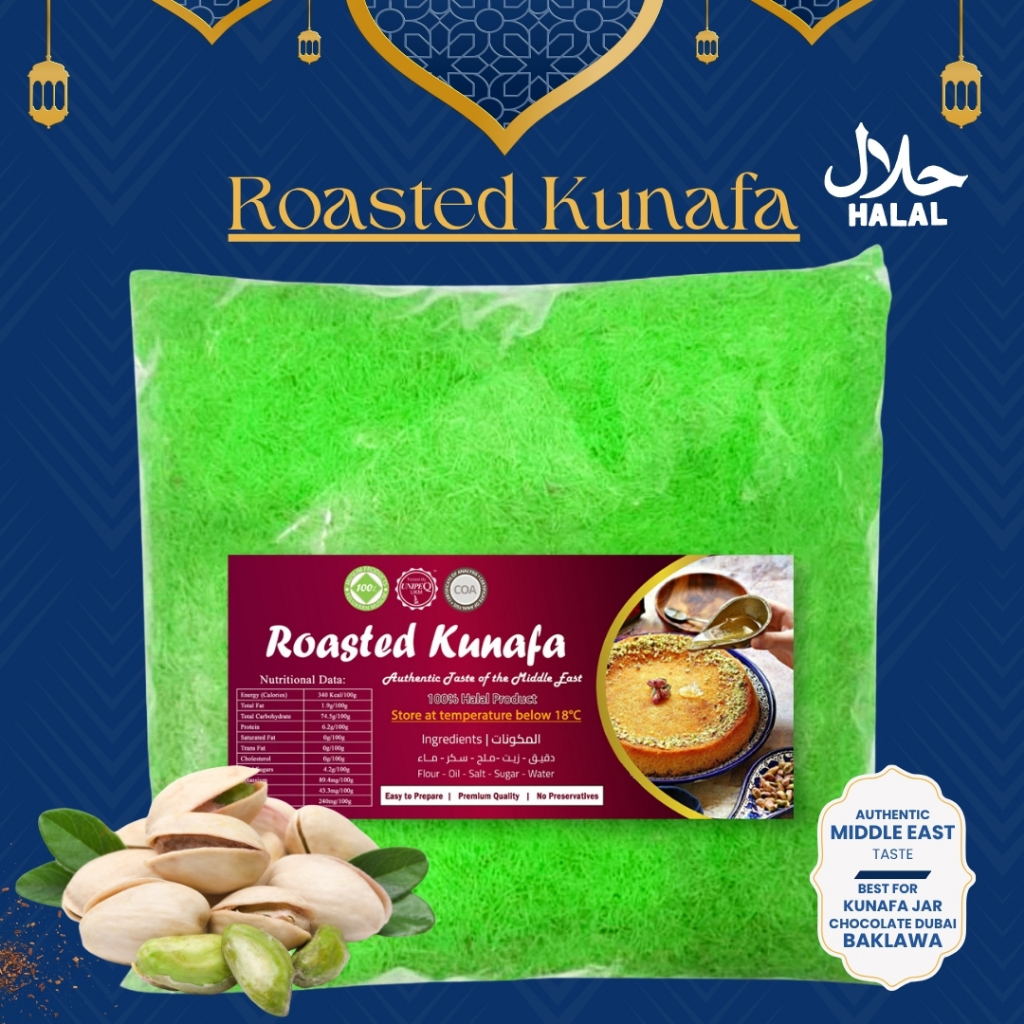Premium Pistachio Green Roasted Kunafa Dough – for Arabic & Middle ...
