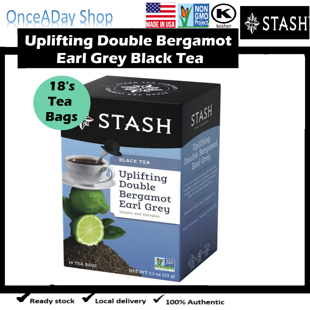 Stash Tea, Double Bergamot Earl Grey Tea Black Tea, 18 Tea Bags, once a ...