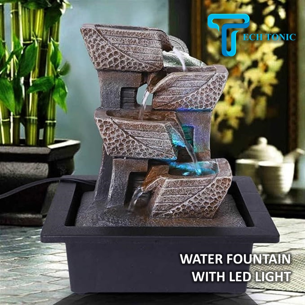 1935 Tabletop Water Fountain 风水招财流水摆件 Mini Waterfall Feng Shui for ...