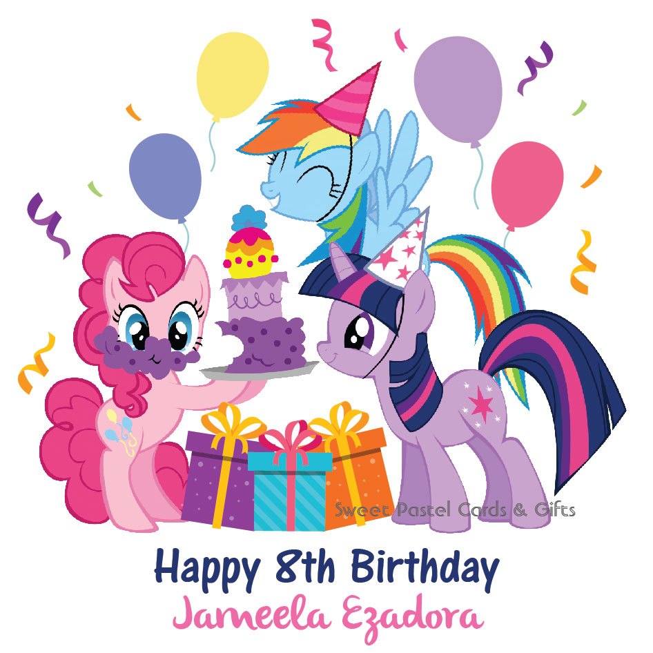 TQ STICKER BIRTHDAY DOOR CARTOON : MY LITTLE PONY. Size:4/5/6/7/8cm ...