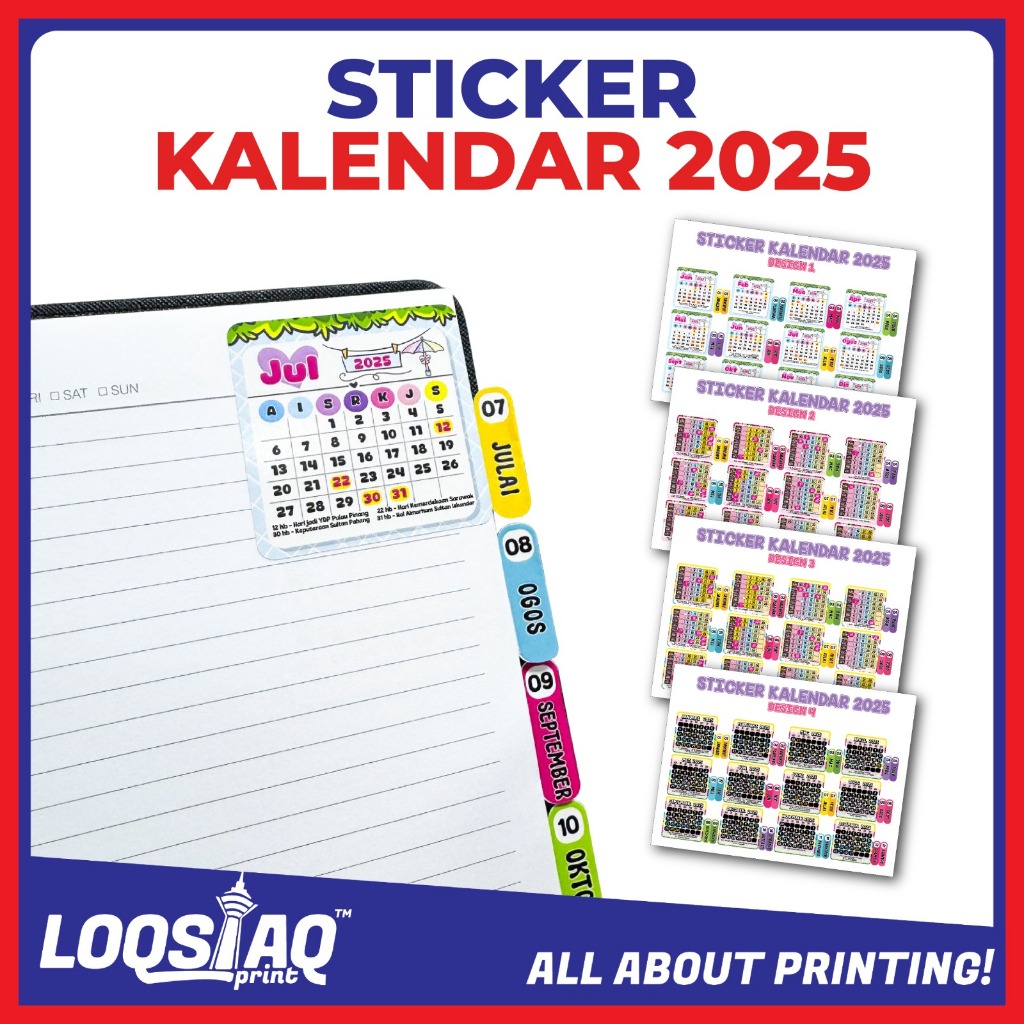 STICKER NEW YEARS CALENDAR NEW DESIGN TAHUN 2025 / 5 CM X 7 CM STICKER ...