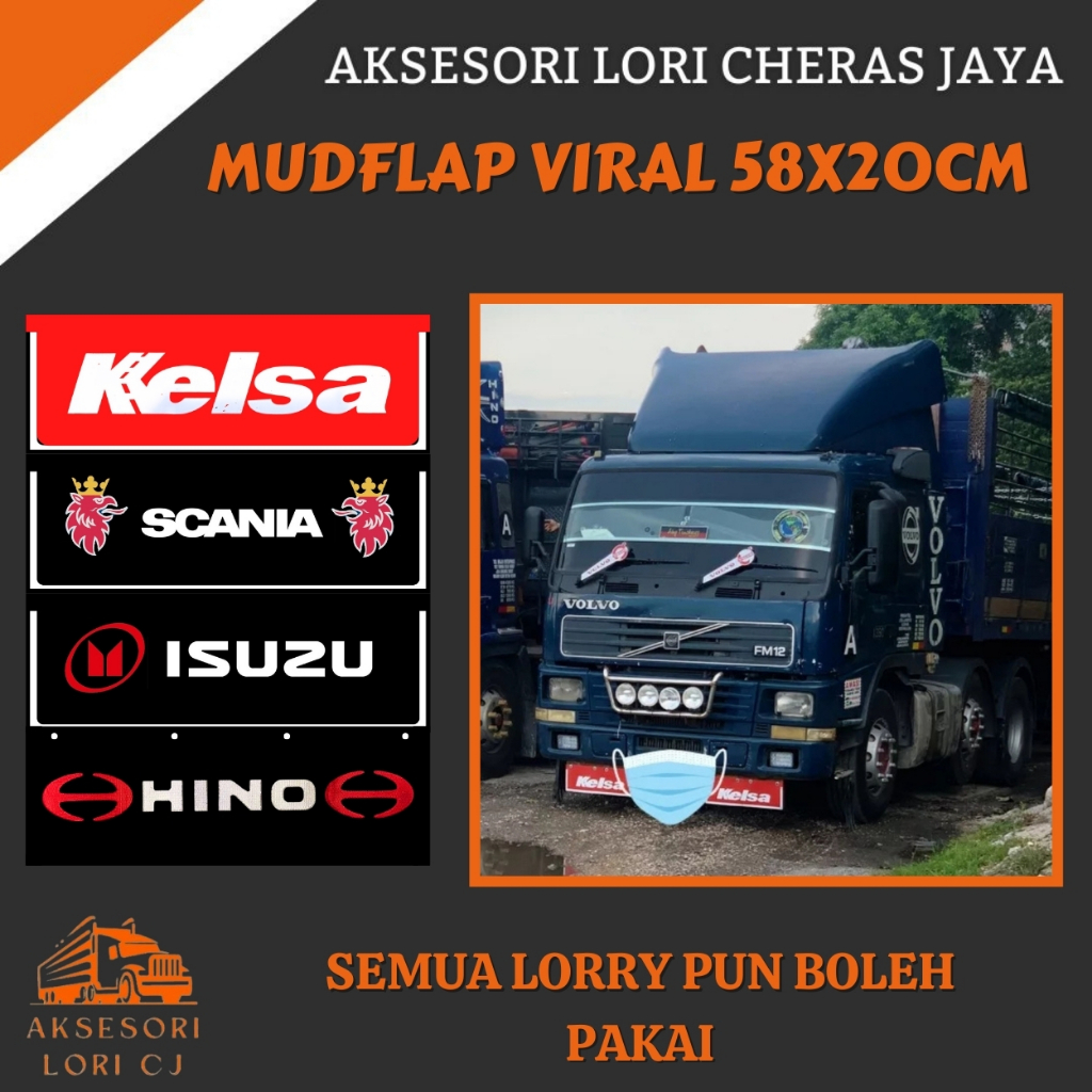 Aksesori Lori Cheras Jaya All Ton Mudflap Lori 58cm x 20cm PVC Mudflap ...
