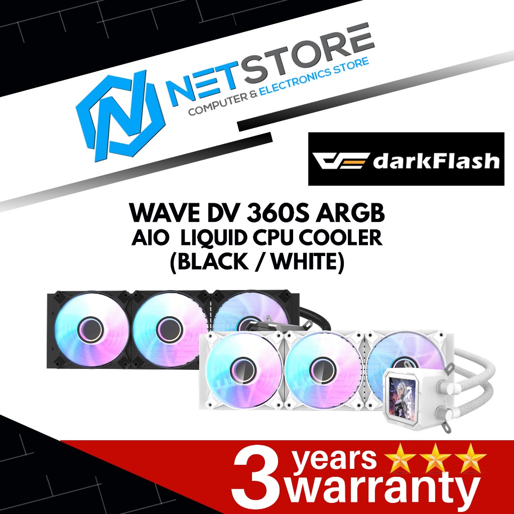 DARKFLASH WAVE DV 360S ARGB LIQUID CPU COOLER BLACK/WHITE with 320x320 ...