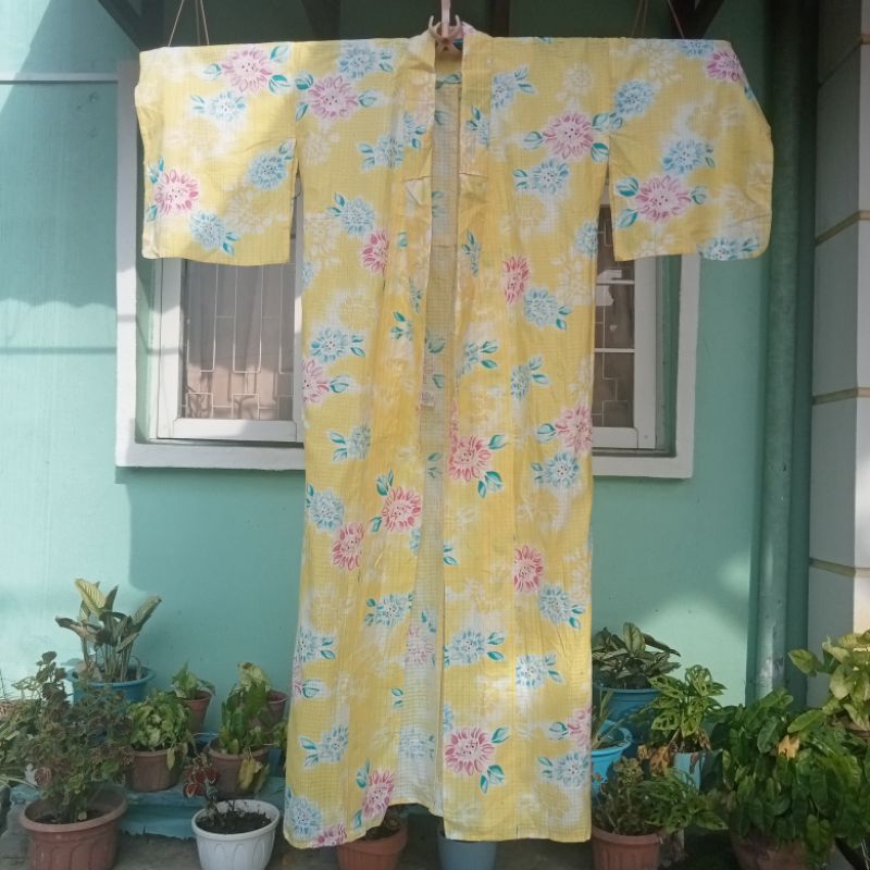 Kimono Yukata Yellow Japanese Traditional Vintage | Shopee Philippines