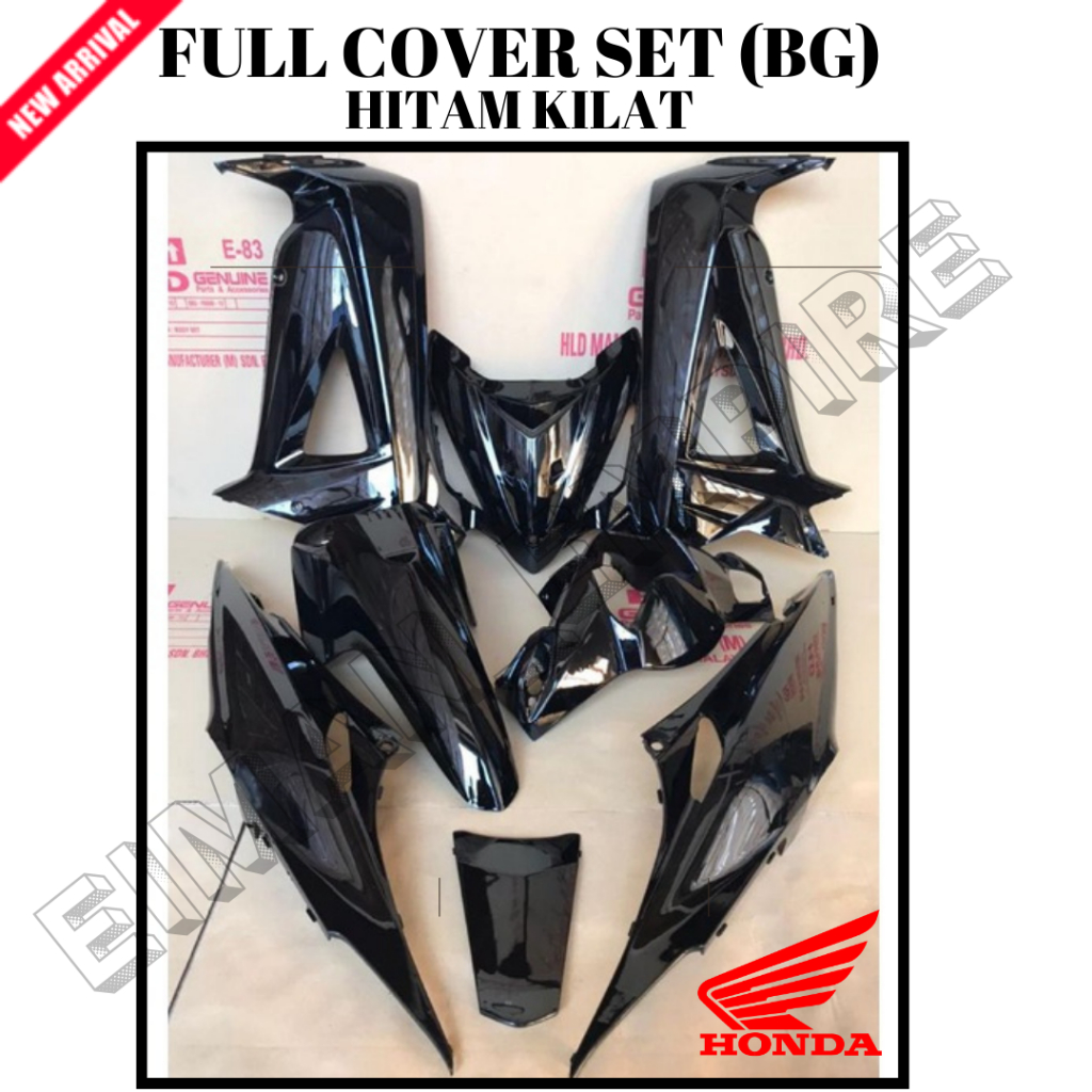 YAMAHA HONDA BG SET KOSONG HITAM KILAT NO STICKER (BLACK) FULL SET ...