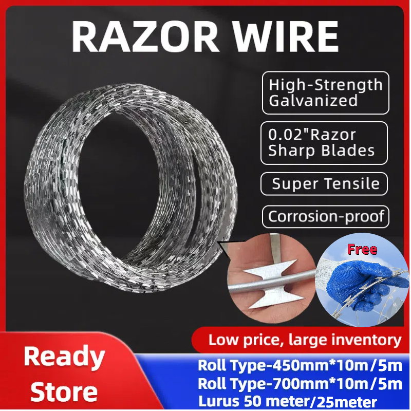 10M/50M Razor Wire/RazorBarbed Wir/Gauge Real Barb Wire Roll Barbwire ...