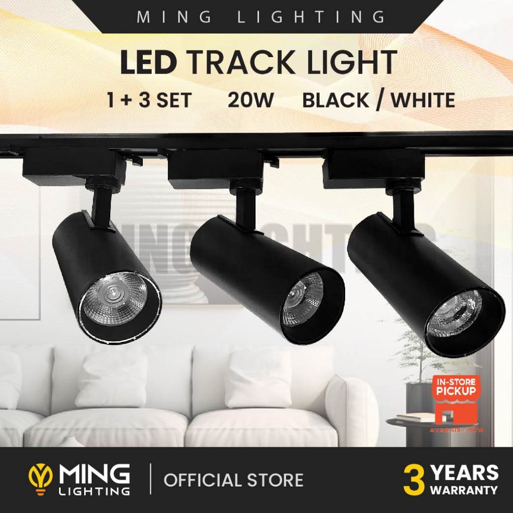 LED Track Light 20W 1+3 Complete Set COB Spotlight Ceiling Lighting ...