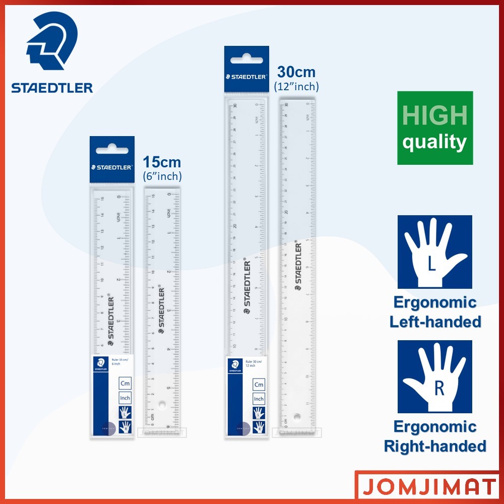 Staedtler Mars Plastic Transparent Ruler Clear 15cm 562 15 PB PE / 30cm ...