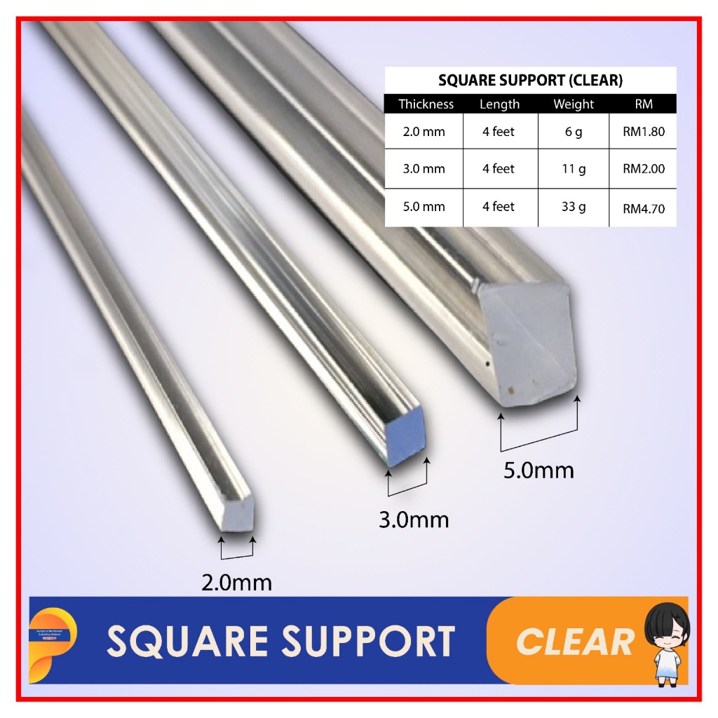 Clear Acrylic Square Support Stick / Strip | Shopee Philippines