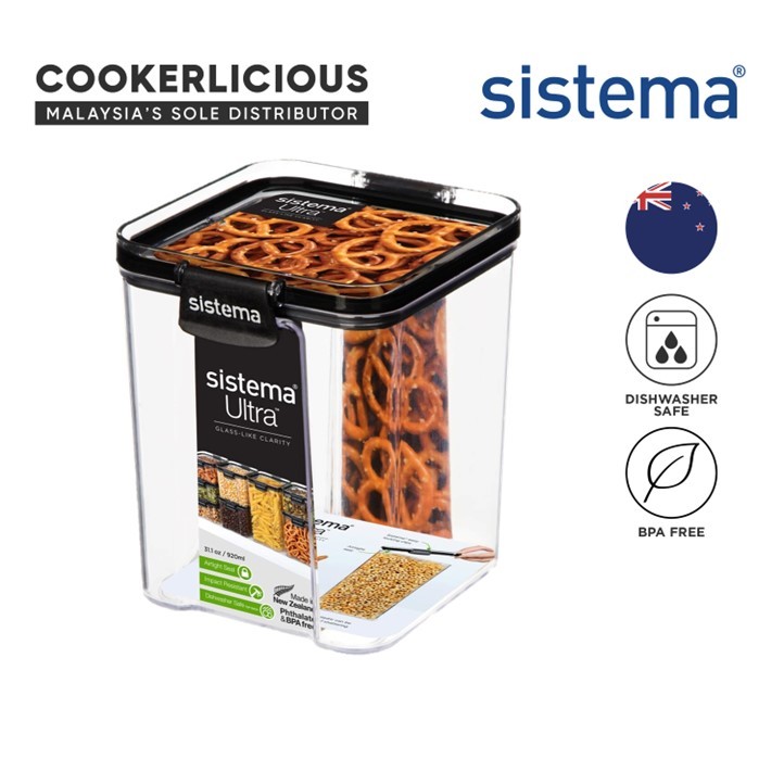 Sistema Ultra 920ml Square Food Storage - Stackable, Impact Resistant ...