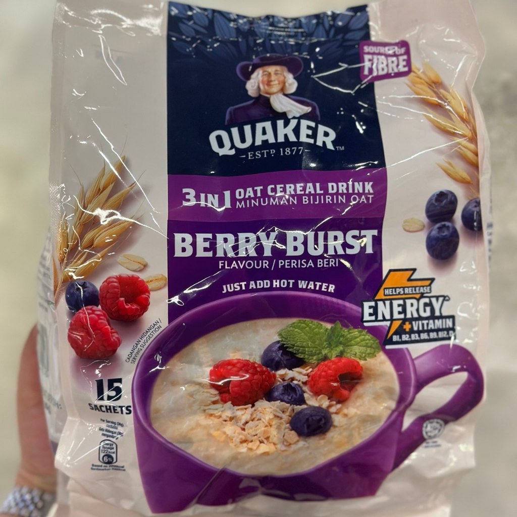 QUAKER 3 IN 1 OAT CEREAL DRINK BERRY BURST 15 Sachet | Shopee Philippines