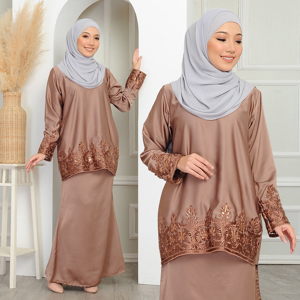 Set Raya 2025 Baju Kurung Khayla Moden Berlcae Wanita Fesyen - Pearl ...