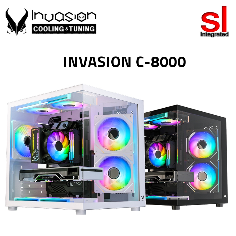 Invasion C-8000 Tempered Glass Compact M-ATX PC Case With Aurora Fan ...