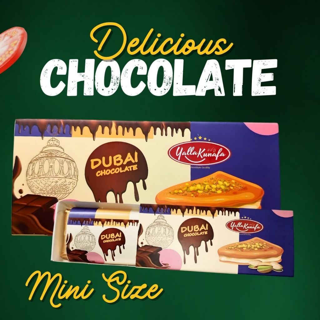 Pistachio Kunafa Chocolate Halal Mini Size Viral Chocolate Bar, Dessert ...