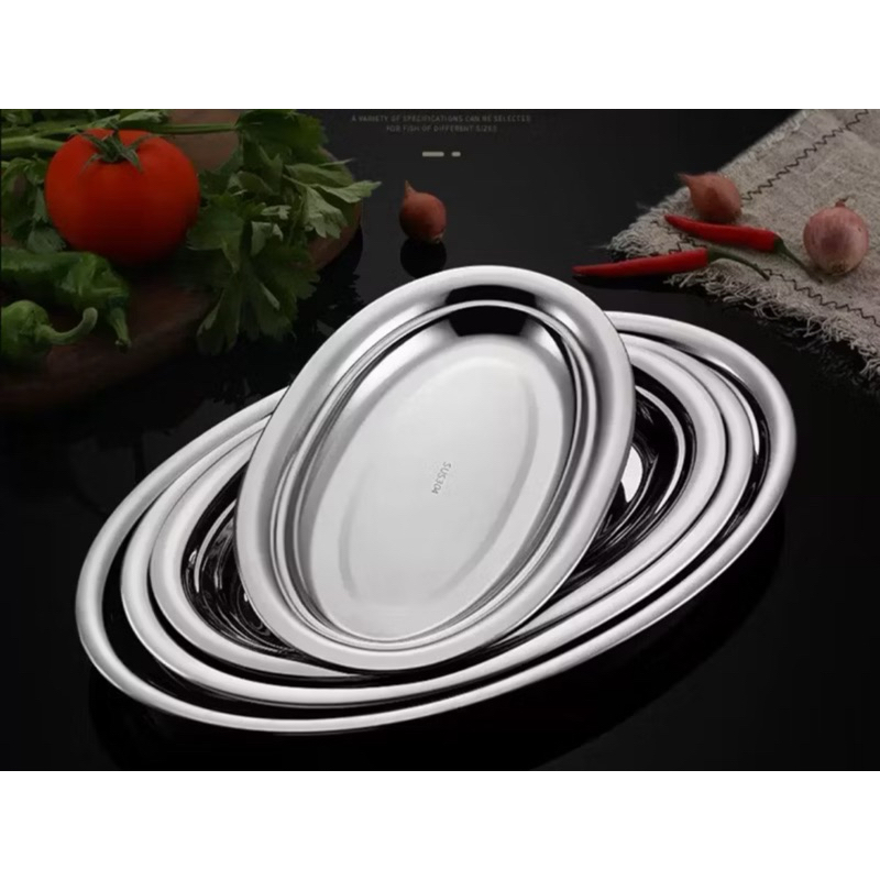 Oval Plate/Steam Fish/Seafood Plate Stainless Steel (26/30/35cm ...