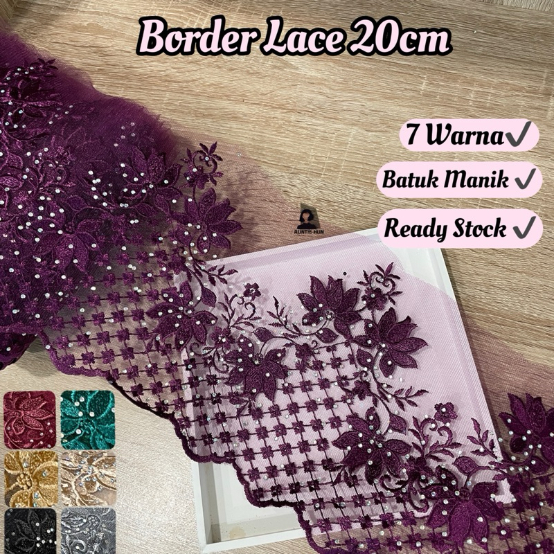 Border lace crystal tinggi 20cm, boder lace cantik, beautiful border ...