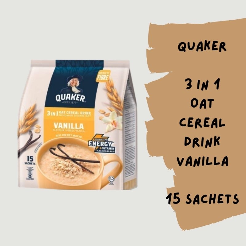 QUAKER 3 IN 1 OAT CEREAL DRINK VANILLA (15 SACHETS) | Shopee Philippines