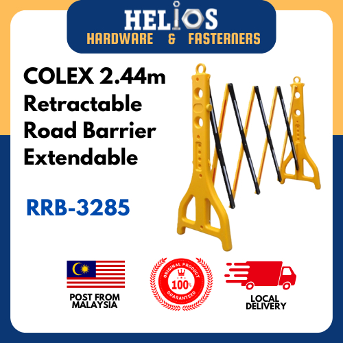COLEX 2.44m Retractable Road Barrier Extendable Safety Barricade ...