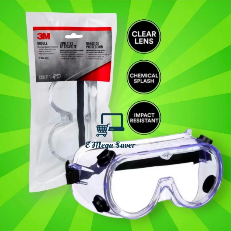 3M Chemical Splash Goggles Clear | Shopee Philippines