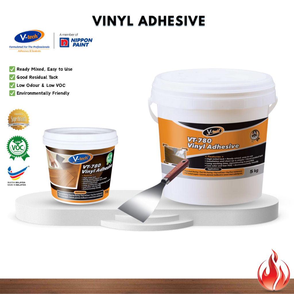 Vtech VT-780 1KG/5KG Vinyl Adhesive Sealant Flooring Glue Gam Lantai ...