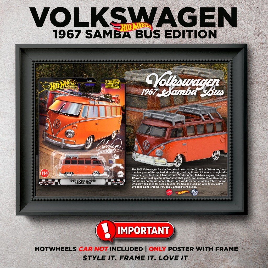 Frame Hotwheels 1967 Volkswagen Samba Bus With Poster | Shopee Philippines