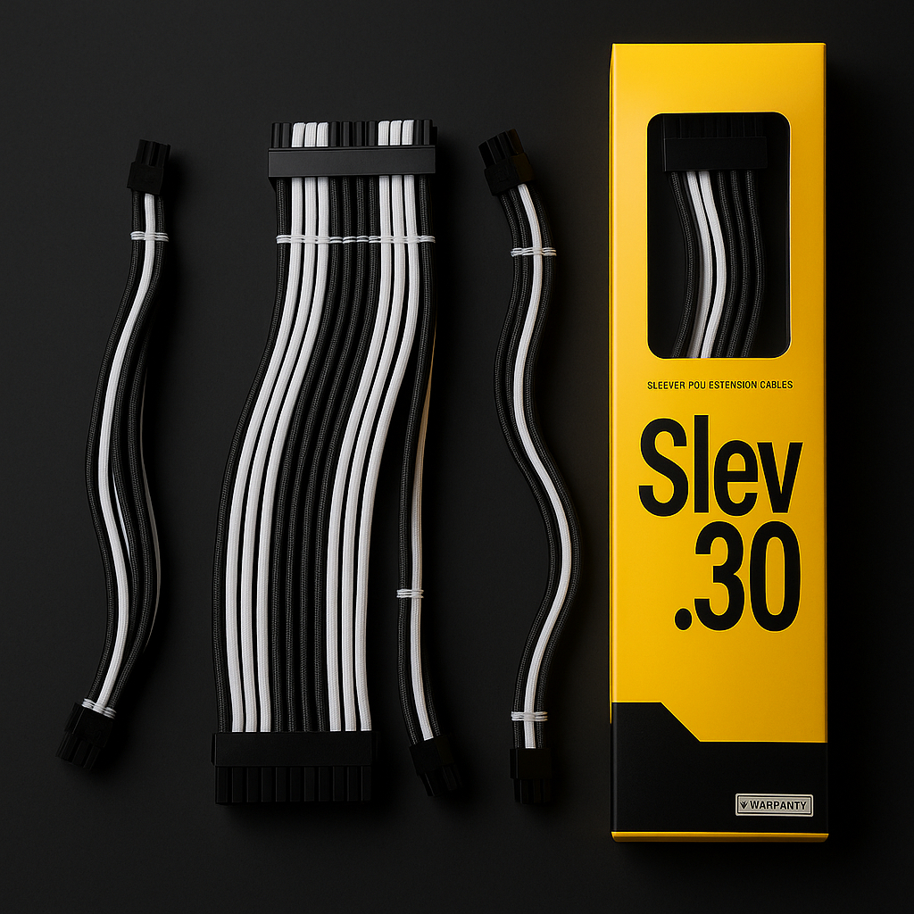 Aigo SLEV.30 Premium Pre-Braided PSU Sleeved Extension Cables Kit (30cm ...