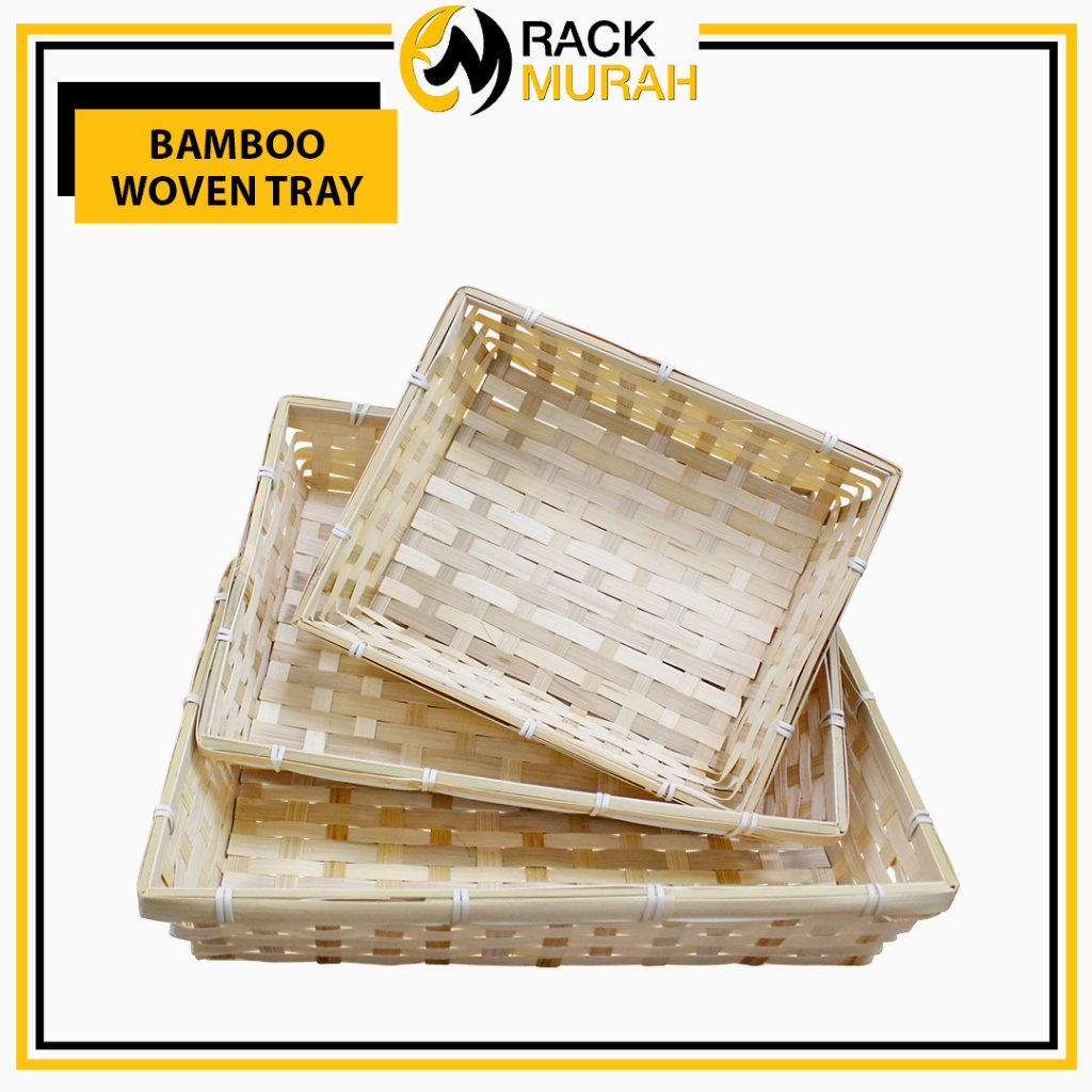 BAKUL ROTAN BAKUL BULUH BEKAS ROTAN BAMBOO WOVEN TRAY 1PCS | Shopee ...