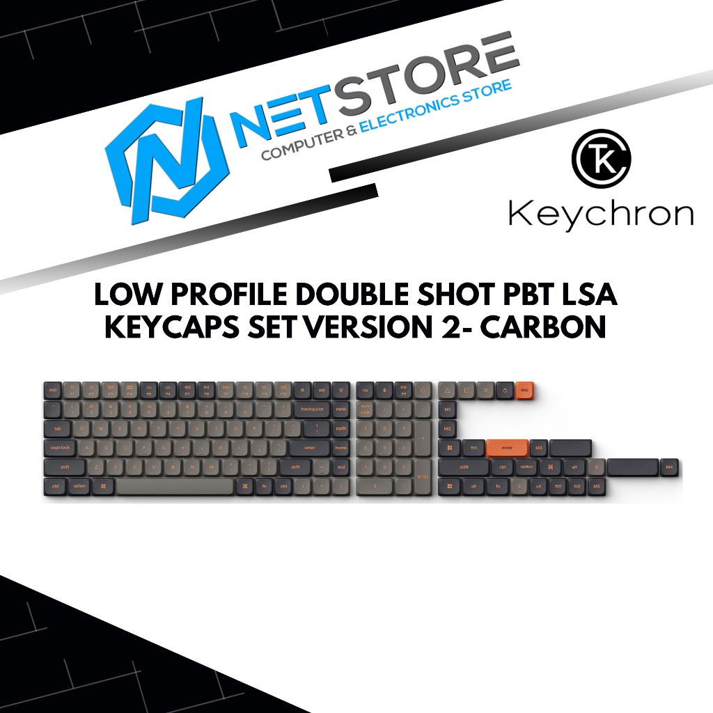 KEYCHRON LOW PROFILE DOUBLE SHOT PBT LSA KEYCAP SET VERSION 2 - CARBON ...