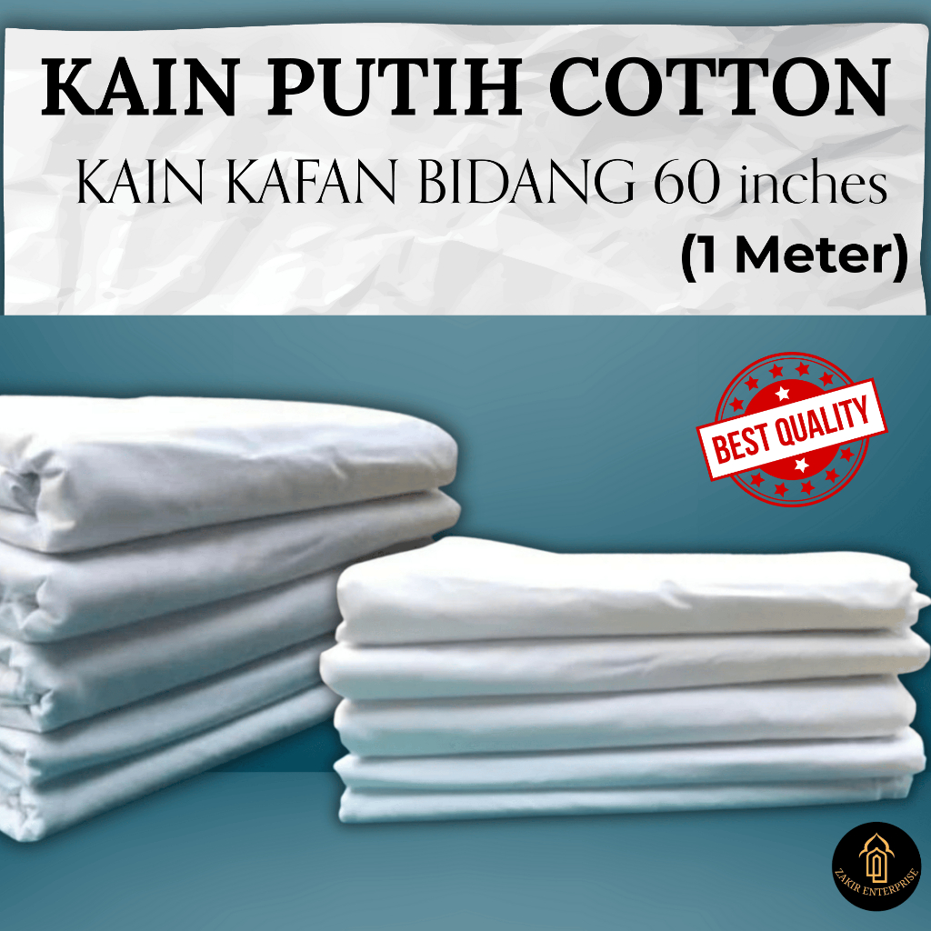 KAIN PUTIH COTTON (Jualan Meter) KAIN KAFAN BIDANG 60 inches (Jualan ...
