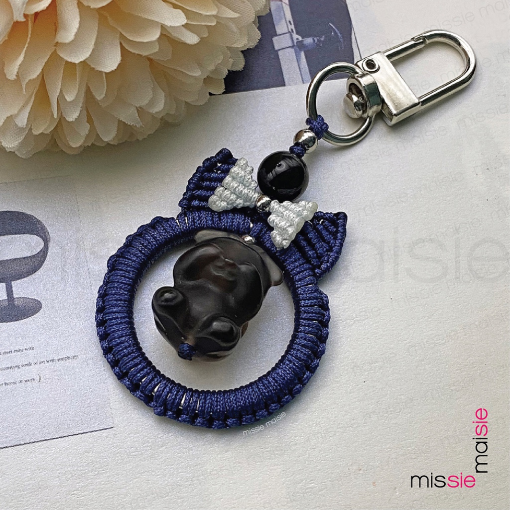Handwoven / Macrame Icy Obsidian (Bear) Keychain ~ (MM0059M) | Shopee ...