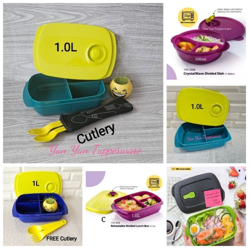 Tupperware Reheatable Divided Lunch Box 1.0L / 1.25L | Shopee Philippines