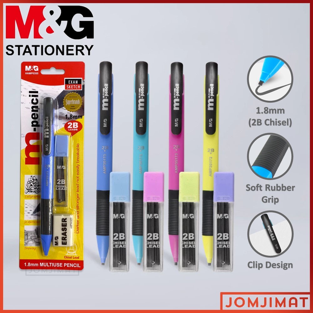 M&G Exam Grade Khat Jawi Calligraphy 2B Chisel Mechanical Pencil Set 1 ...