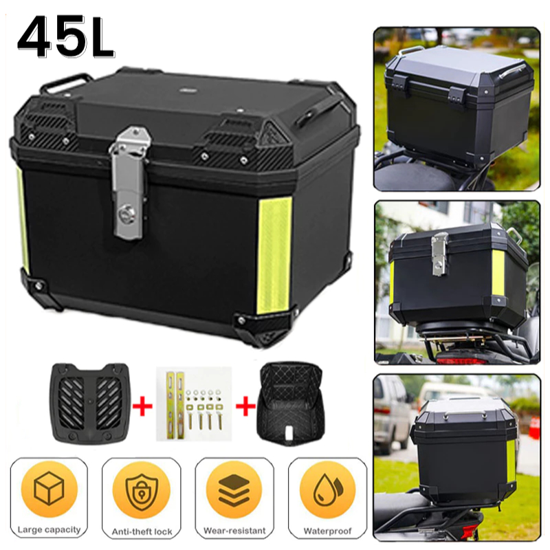Motorcycle top box 45L lock aluminium ABS box motor 45L fit helmet full ...