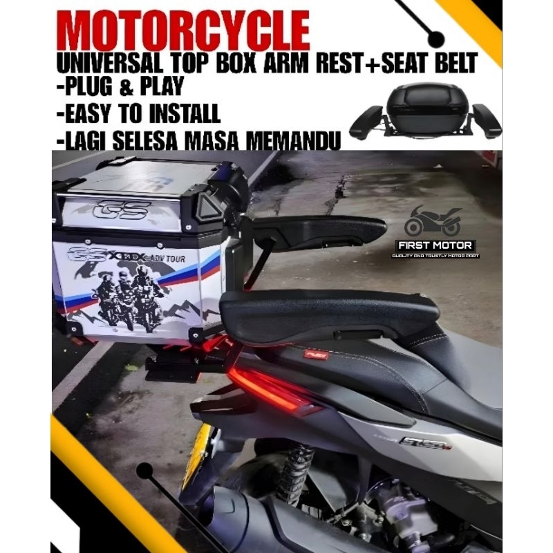MOTORCYCLE UNIVERSAL TOP BOX ARM REST+SEAT BELT | Shopee Philippines